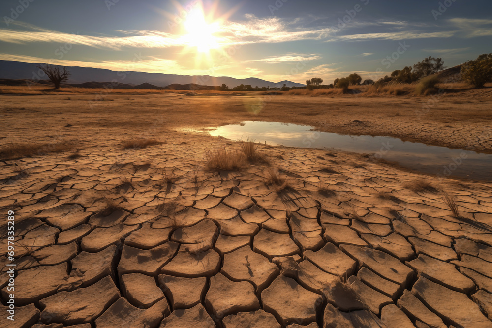 Drought land, Dries, Global drought. Dry cracked earth on sunset. Water ...