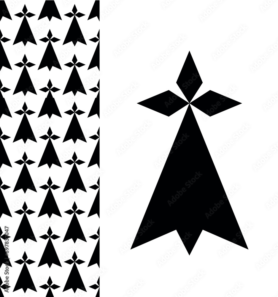 Pattern Breton stoat ermine. Black symbol on a white background ...