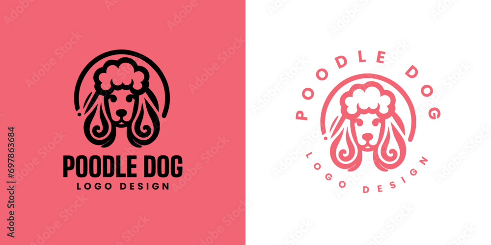 Poodle dog logo design Vector, Cute poodle dog logo templete ...