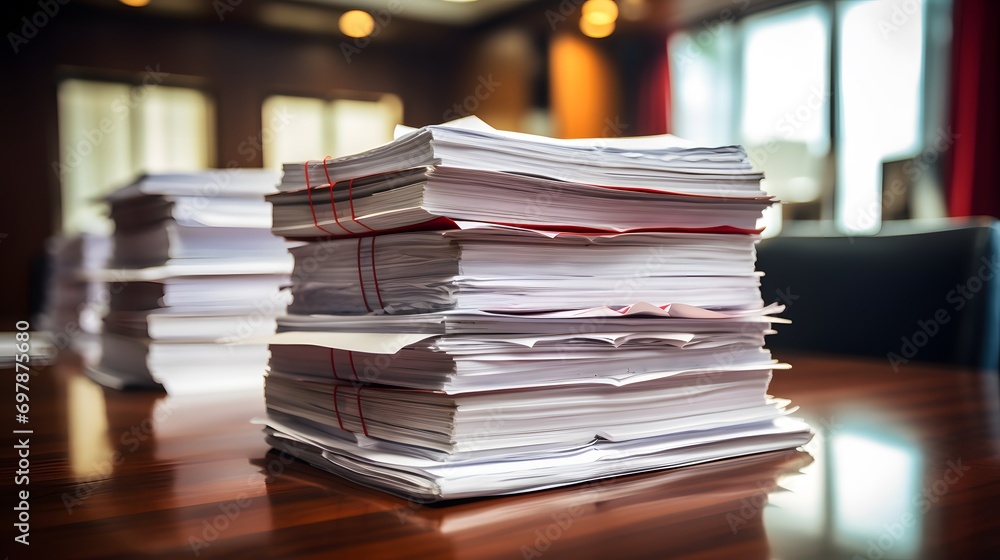 stack of documents on secretary desk were prepared It is legal document ...