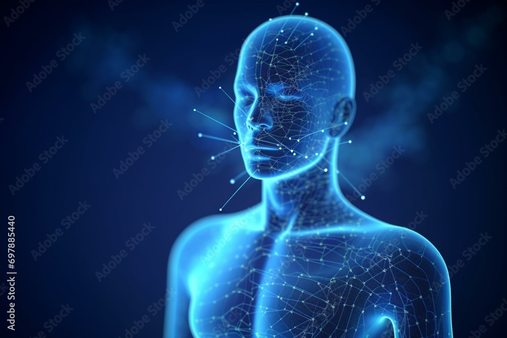 Acupuncture Model Energy Meridians Message Banner - a flowing blue ...