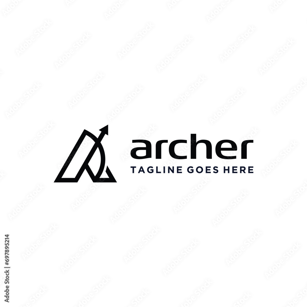 Initial Letter A Bow Arrow For Outdoor Hunter Archer Equipment Logo ...