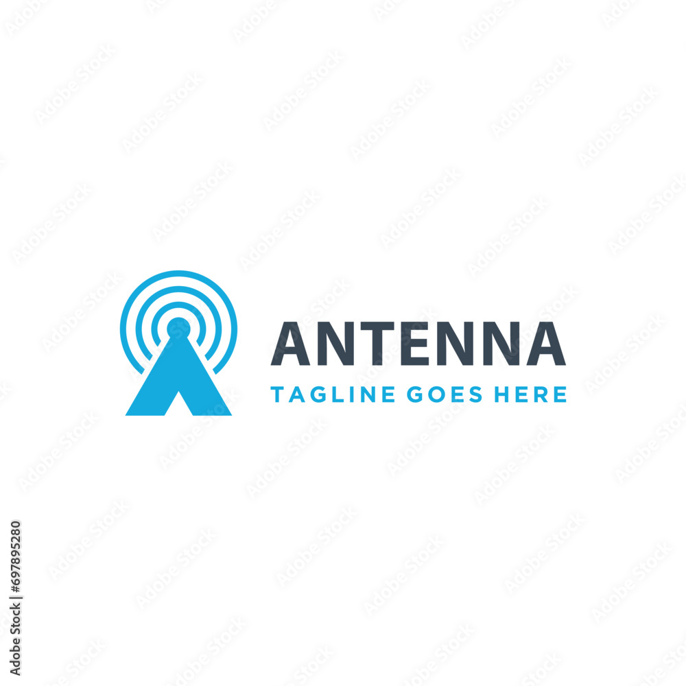 Initial Letter A Antenna With Line Art Style Wireless Wi-fi Signal For ...