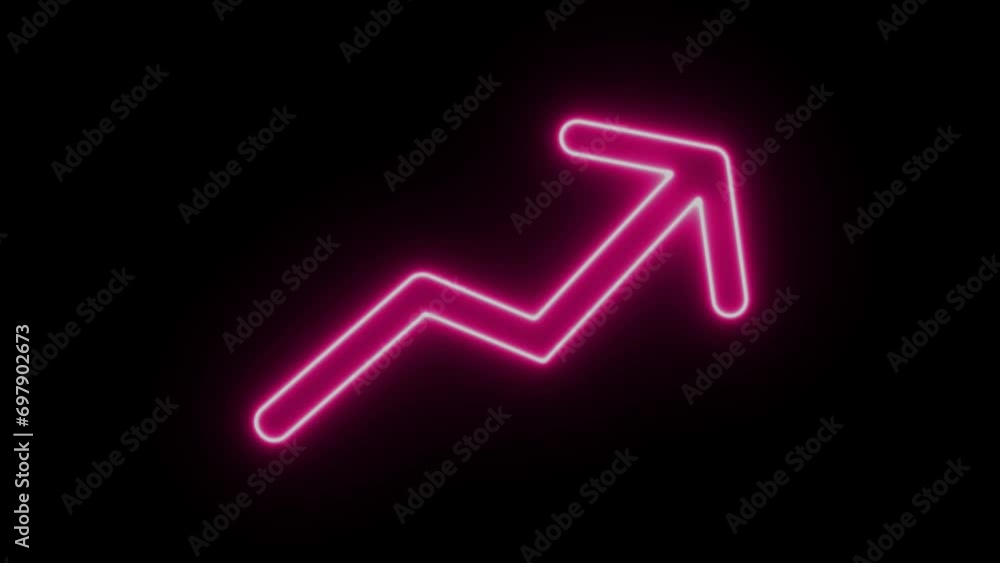 Neon arrow. Moving arrow motion. Animation arrow on black background ...