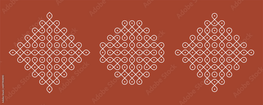 Indian Traditional and Cultural pulli amd sikku Kolam design vector ...