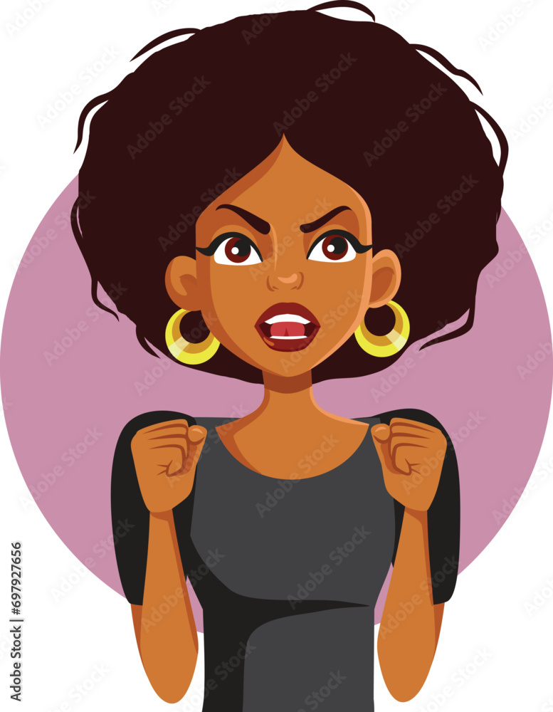 Upset Angry Woman of Black Ethnicity Vector Cartoon Character ...