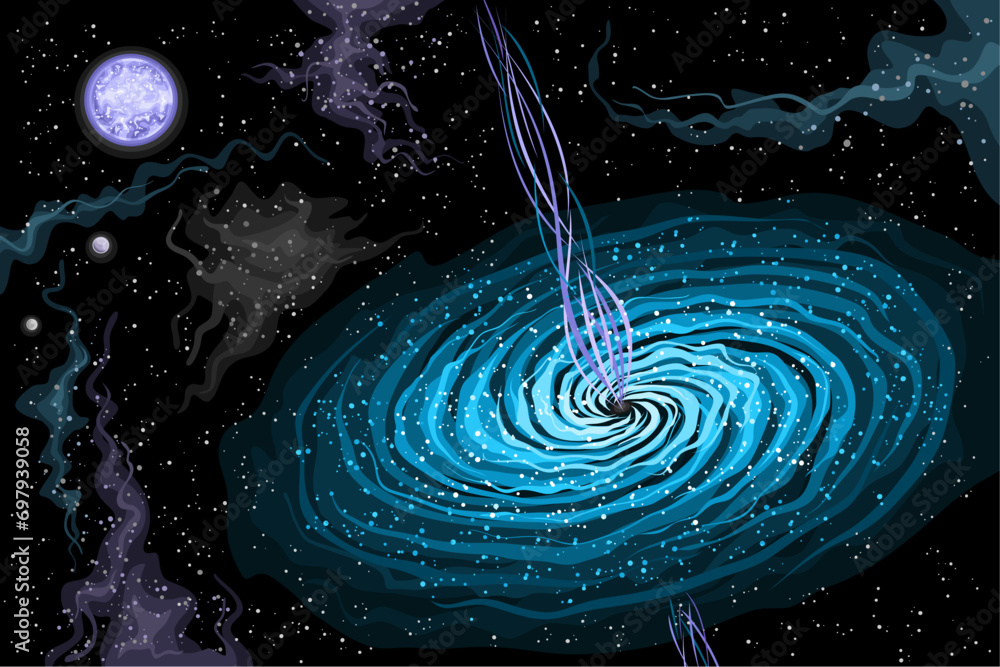 Vector Space Quasar, astronomical horizontal poster with abstract ...