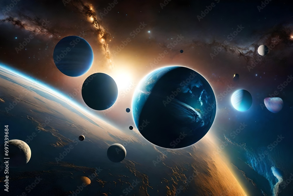 GI, abstract planets descending to earth, a serene convergence of ...