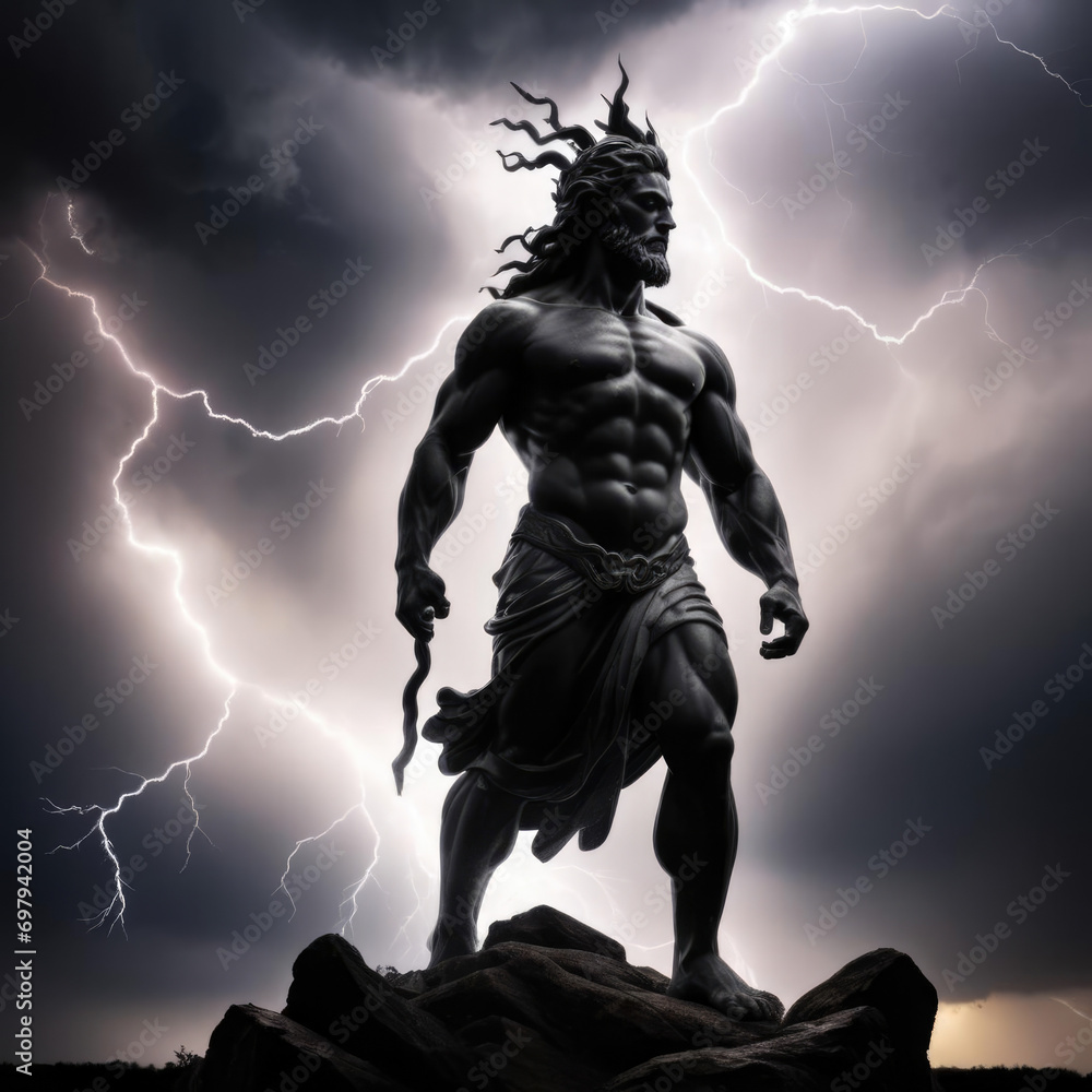 Zeus Silhouette - Majestic god merged with a natural landscape ...