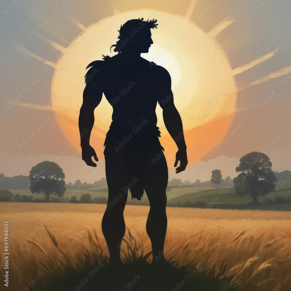 Apollo's Embrace - Silhouette of the Greek god Apollo merging with the ...