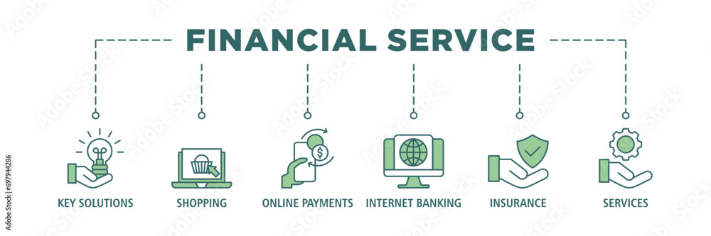 Financial service banner web icon set vector illustration concept with ...