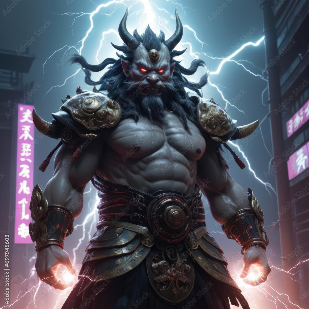 Raijin - Thunder God Generating Electricity in Cyberpunk Power Plant ...
