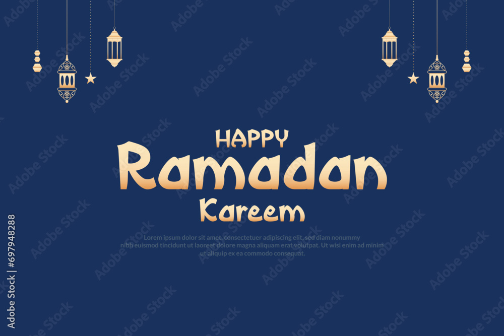Ramadan kareem wishes or greeting card blue background banner design ...
