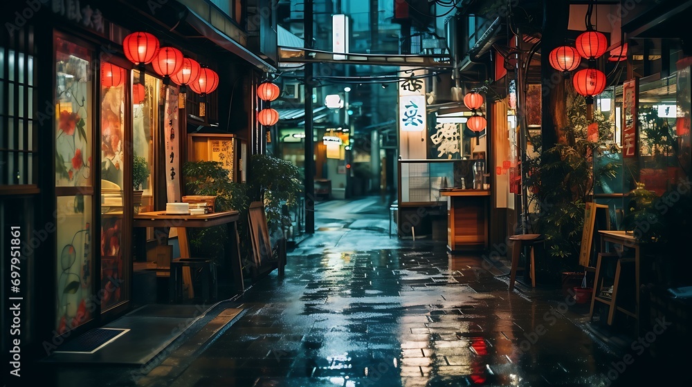 Japanese night street photography on the traditional market with ...