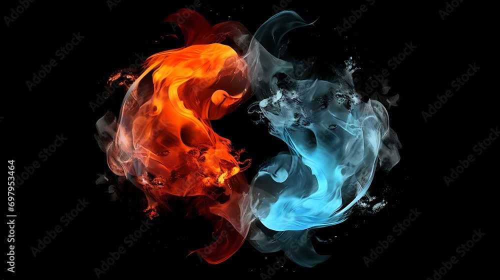 Fire and Ice shaping yin and yang side by side fire vs ice Stock Photo ...