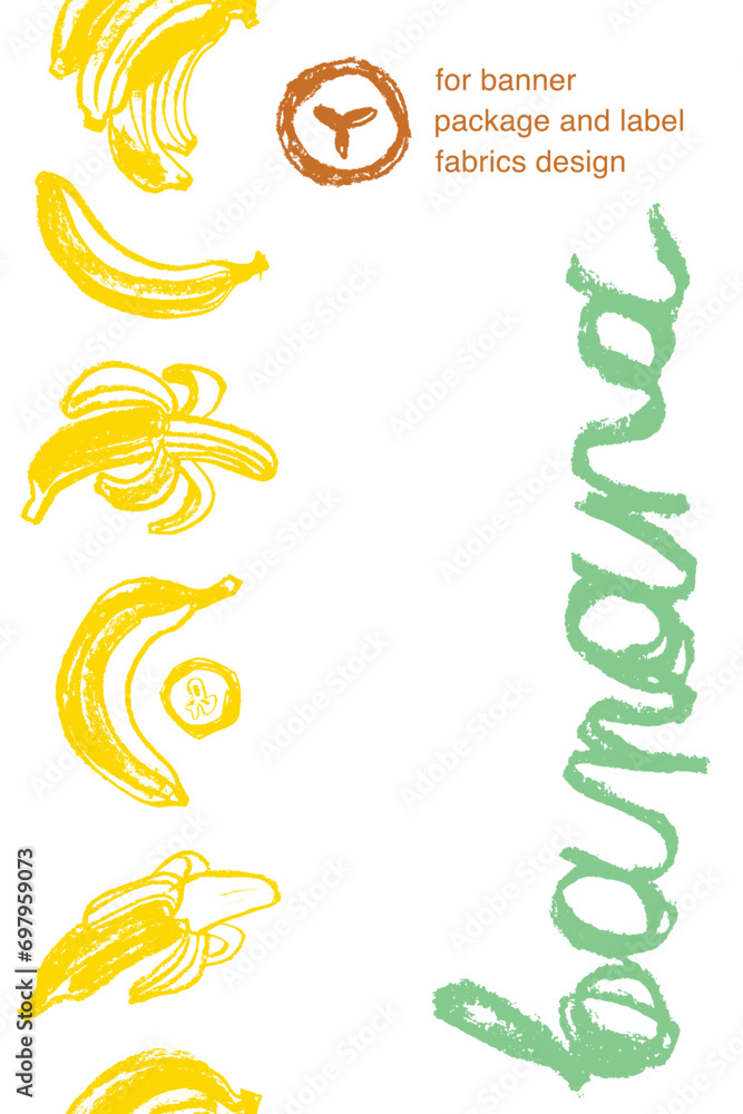 Cooking banana banner background with bananas seamless pattern border ...