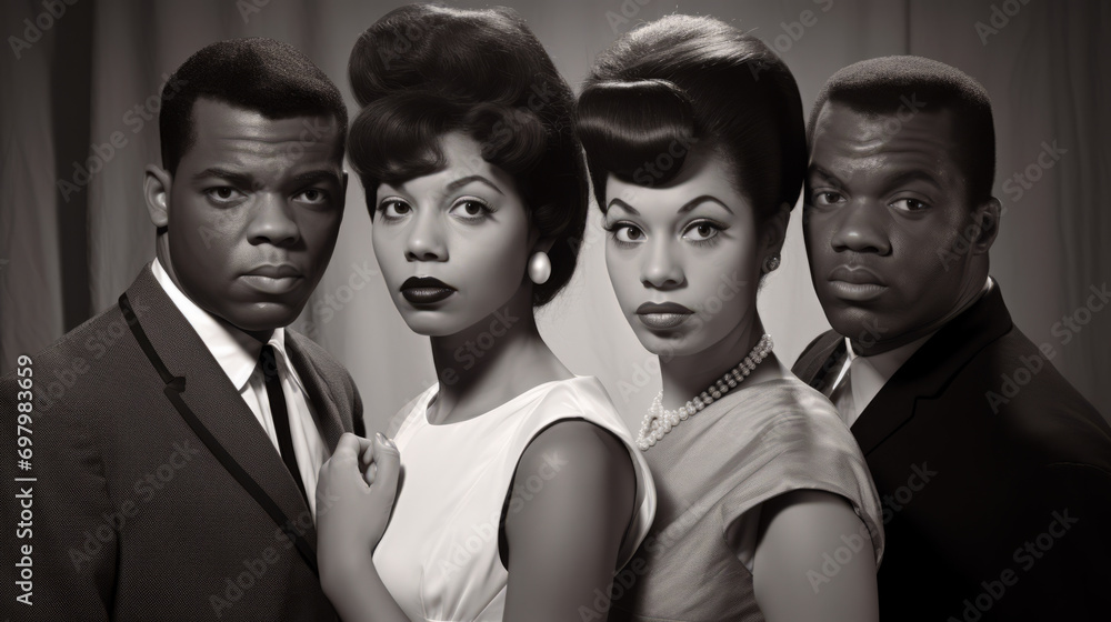 Vintage 1960s black and white cast portrait of a gothic soap opera ...