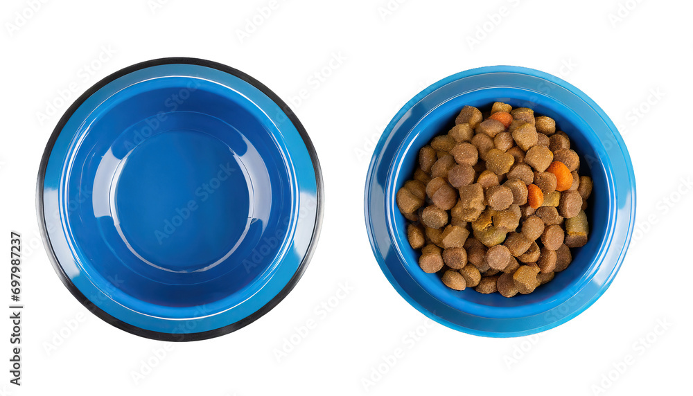 Pet food, empty and full pet bowl - isolated on transparent background ...