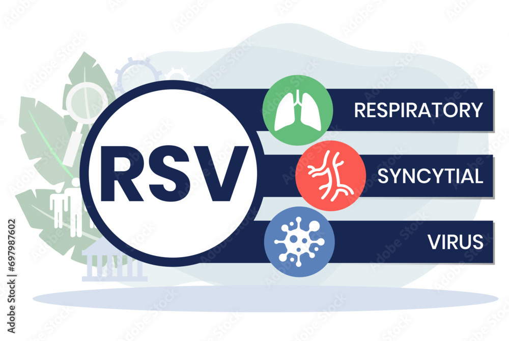 RSV Respiratory Syncytial Virus acronym. vector illustration concept with keywords and icons ...