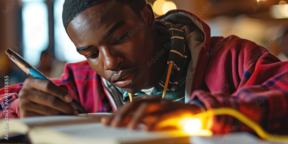 Study Session With A College Student: Highlighting Important Notes In A ...