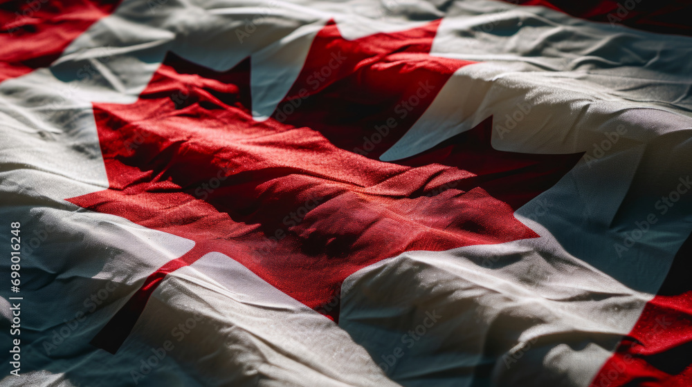 Flag of Canada. A beautifully folded flag featuring a red maple leaf ...