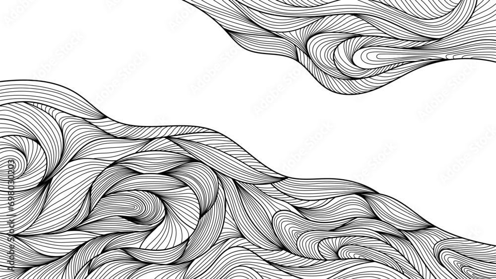 Linear background pattern. Thin abstract black lines on a white ...
