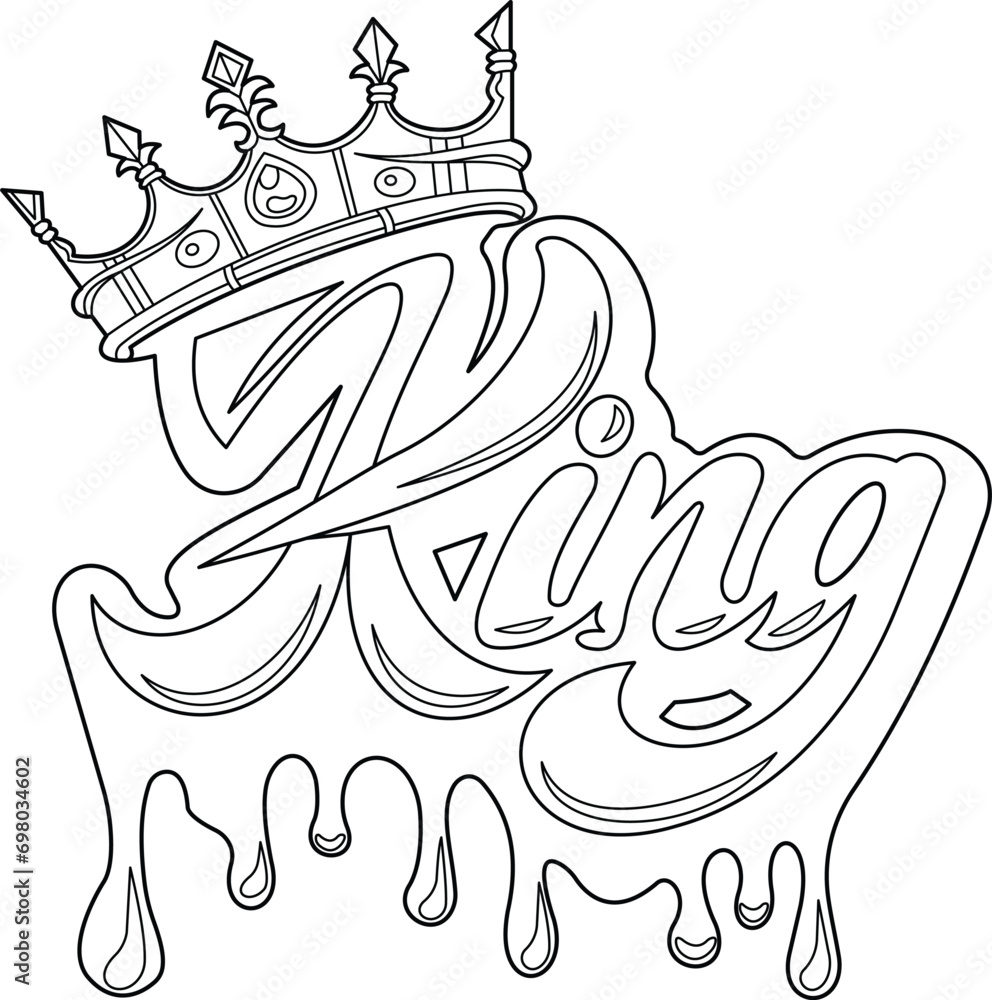 A Vibrant King Logo With A Dripping Paint Effect Outline Vector ...