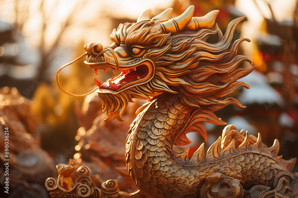 "Serenity Sentinel: Depict a dragon as the serene sentinel, standing ...