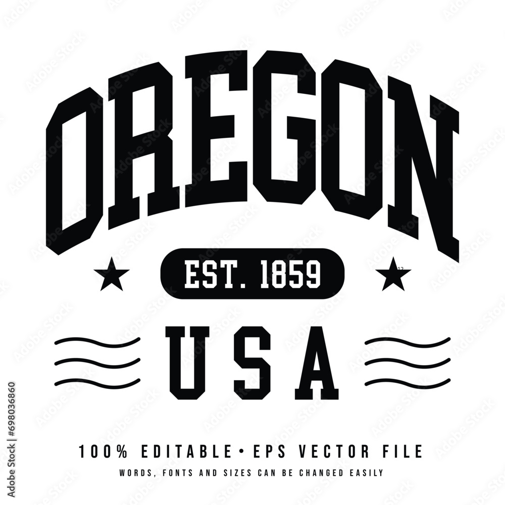 Oregon text effect vector. Editable college t-shirt design printable ...