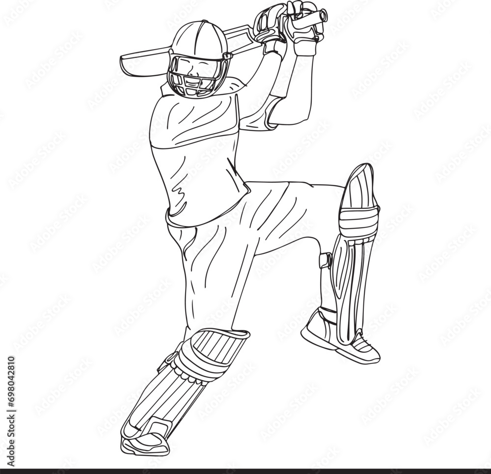 Vetor de Cartoon Cricket Elegance: The Artistry of a Stylish Batsman's ...