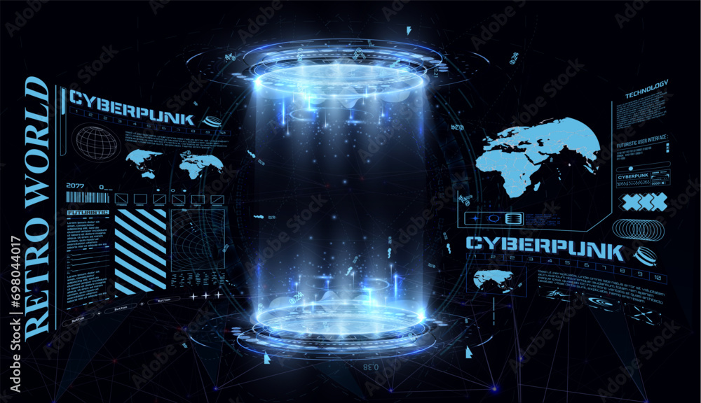 Blank display, stage or podium for show product in futuristic cyberpunk ...