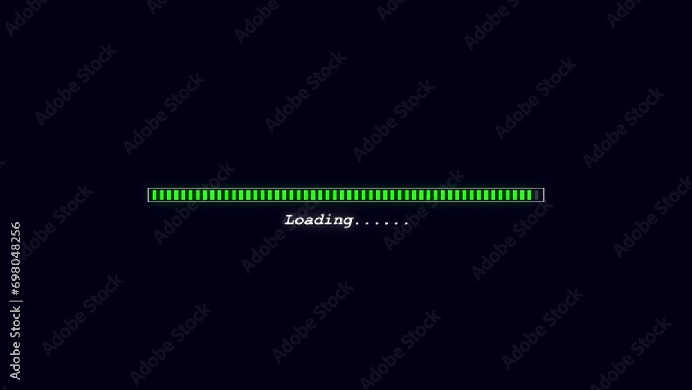 Futuristic uploading progress bar with glitch effect isolated on black ...