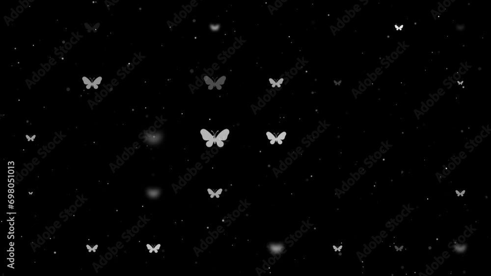 Template animation of evenly spaced butterfly symbols of different ...