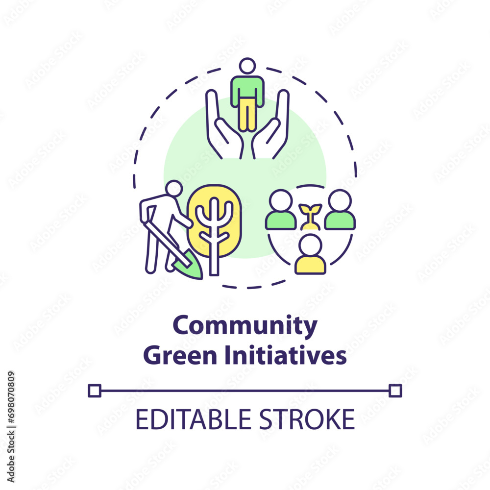 2D editable multicolor community green initiatives icon, simple ...