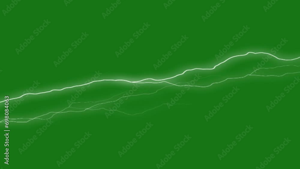 4K Fast Lightning Strike Animation with Green Screen Loop. Abstract ...