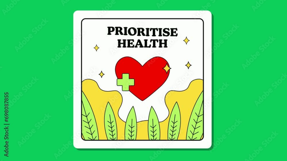 Prioritize Health Animated Heart Icon on Green Screen Background for a ...