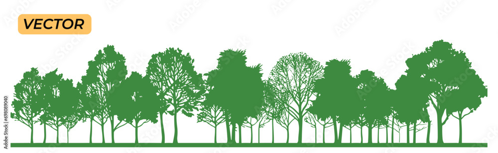 Architectural Landscape Design Elements: Evergreen Forest Tree Outlines ...