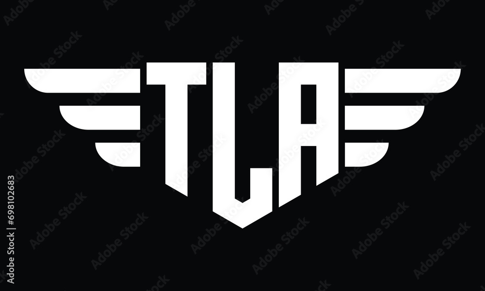 TLA three letter logo, creative wings shape logo design vector template ...