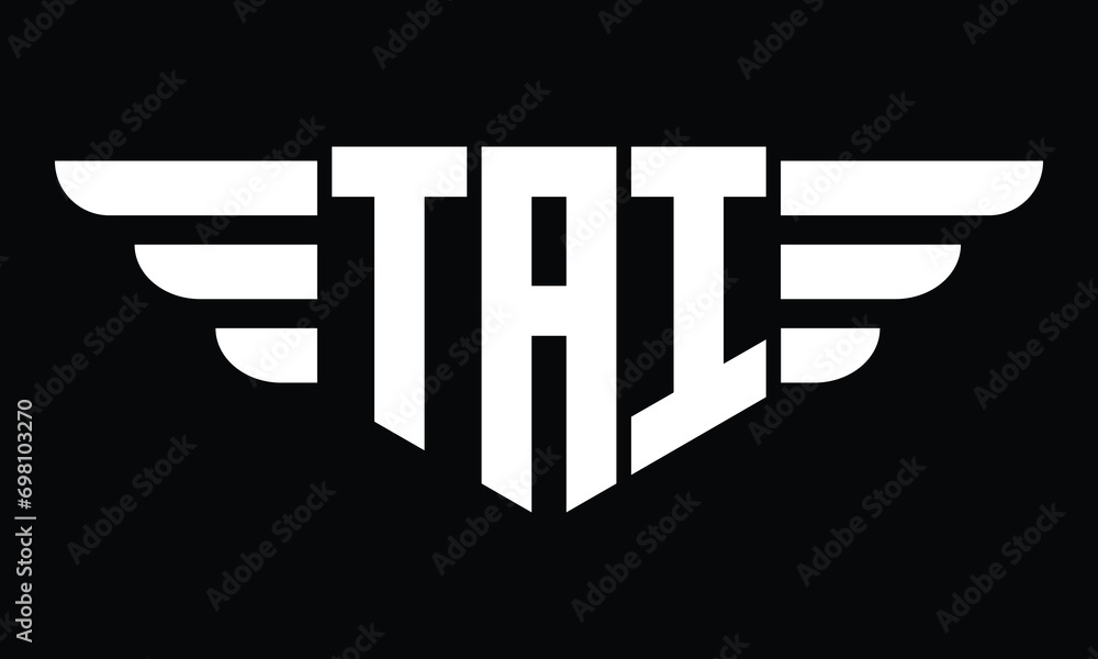 Vecteur Stock TAI three letter logo, creative wings shape logo design ...