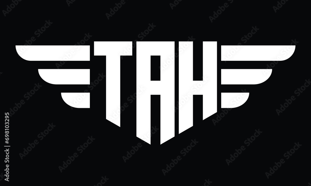 TAH three letter logo, creative wings shape logo design vector template ...