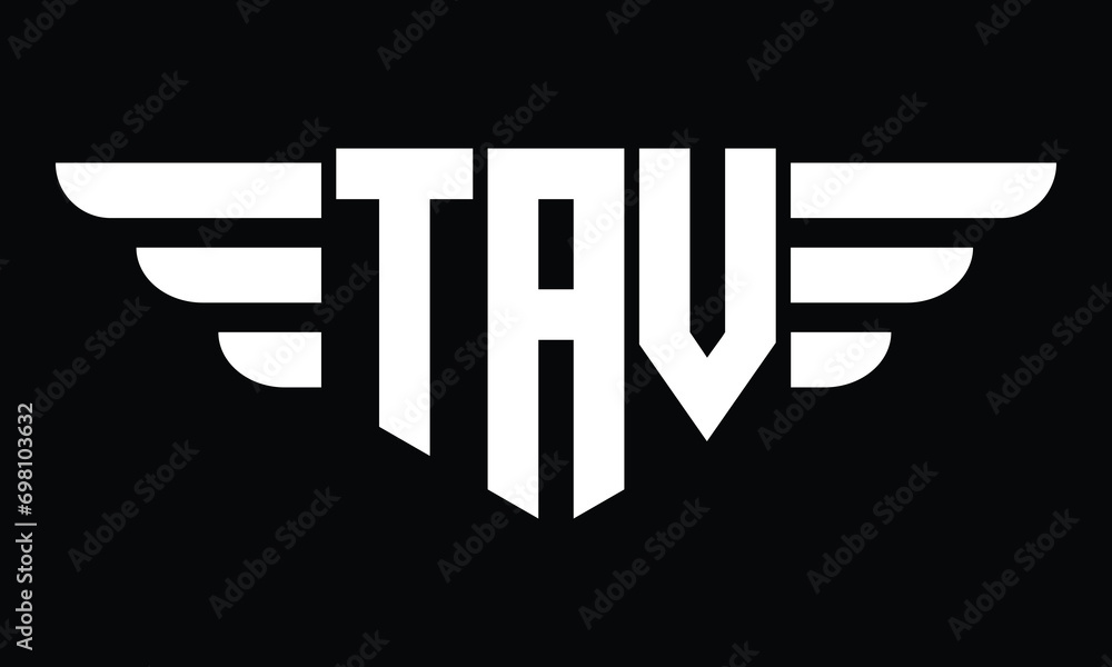 TAV three letter logo, creative wings shape logo design vector template ...