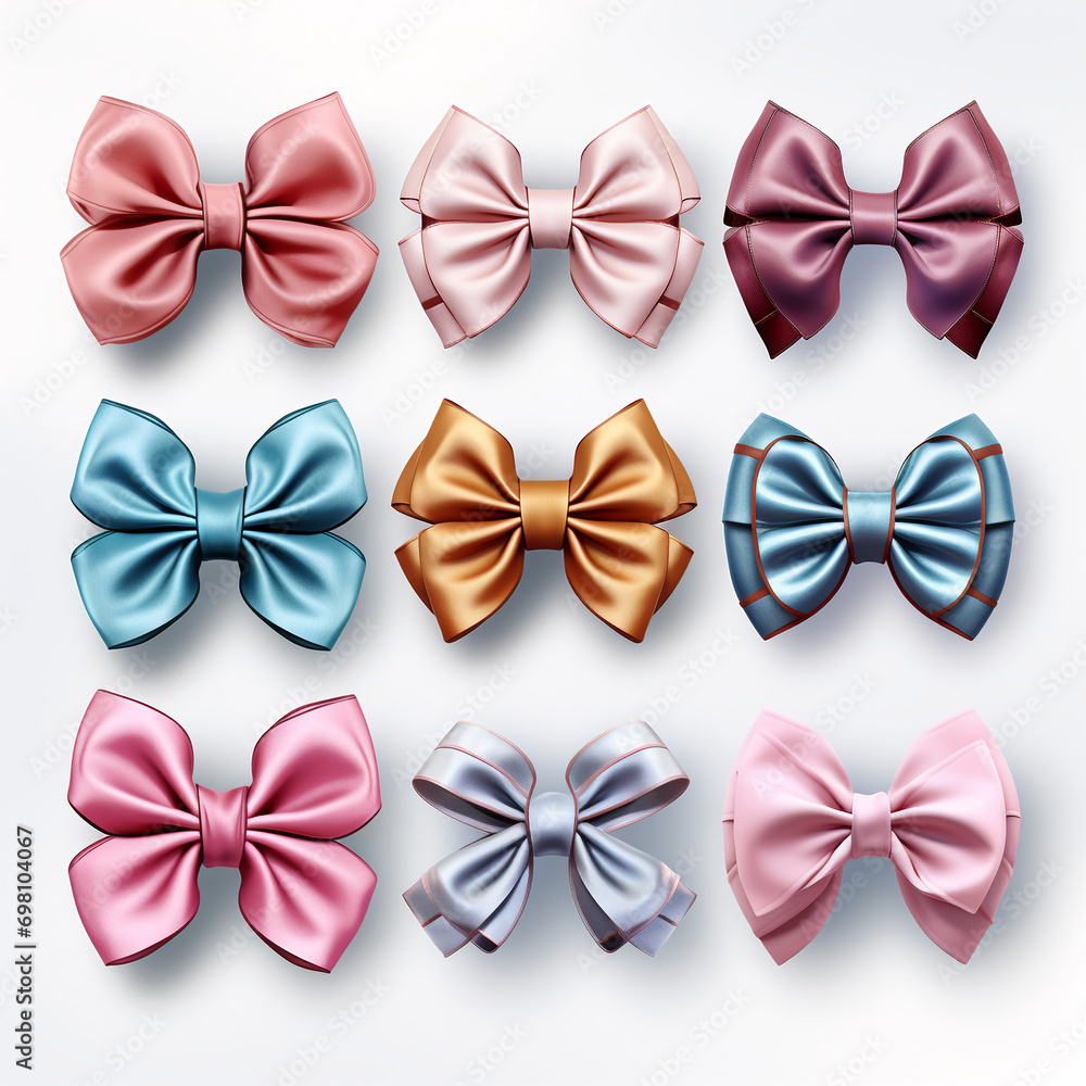 ribbon bow clip art set isolated on white background for graphic design ...