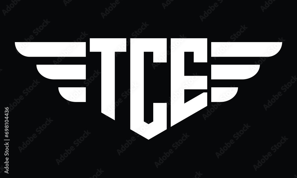 Vecteur Stock TCE three letter logo, creative wings shape logo design ...