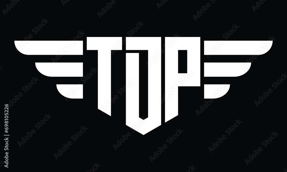 TDP three letter logo, creative wings shape logo design vector template ...