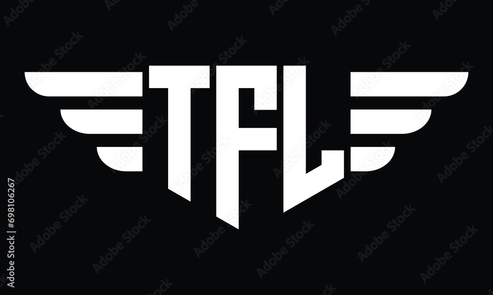 Vecteur Stock TFL three letter logo, creative wings shape logo design ...