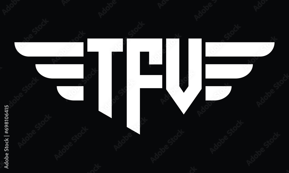 TFV three letter logo, creative wings shape logo design vector template ...