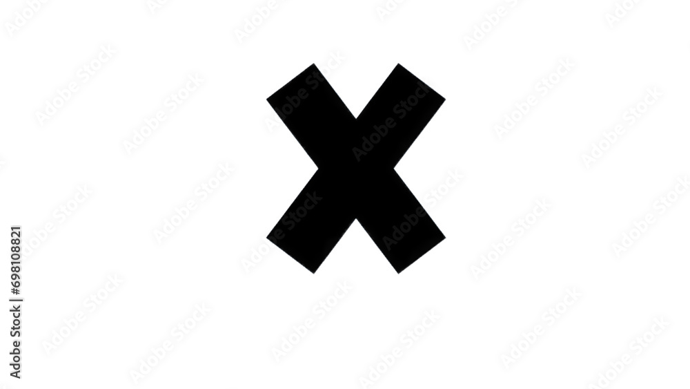 Geometric shape in a 2-dimensional plane. 2D X. On transparent ...