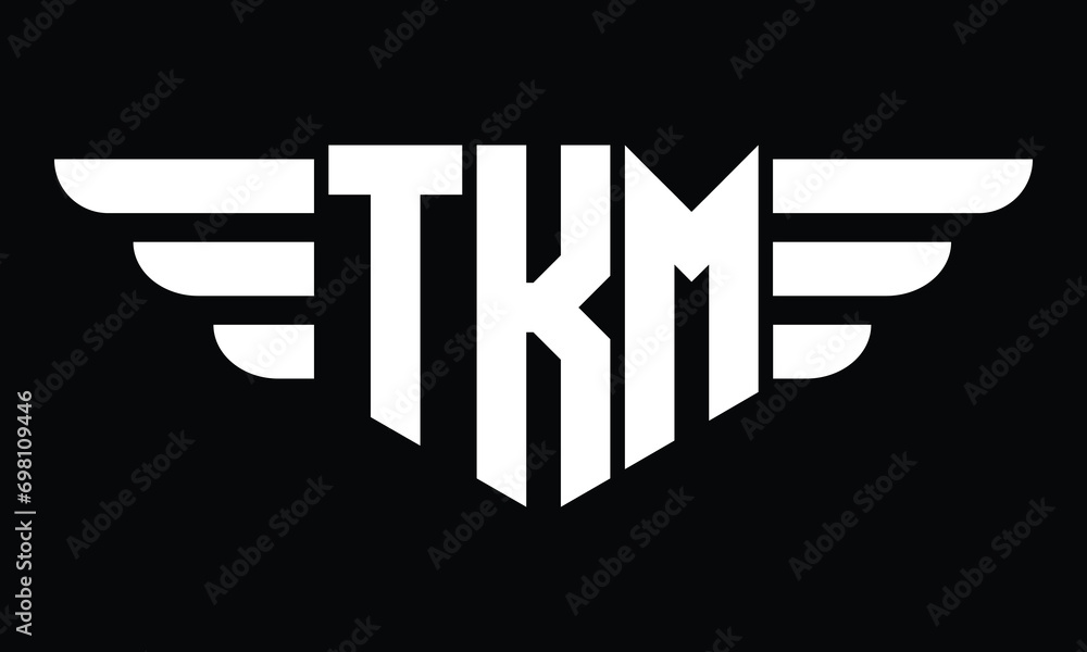TKM three letter logo, creative wings shape logo design vector template ...