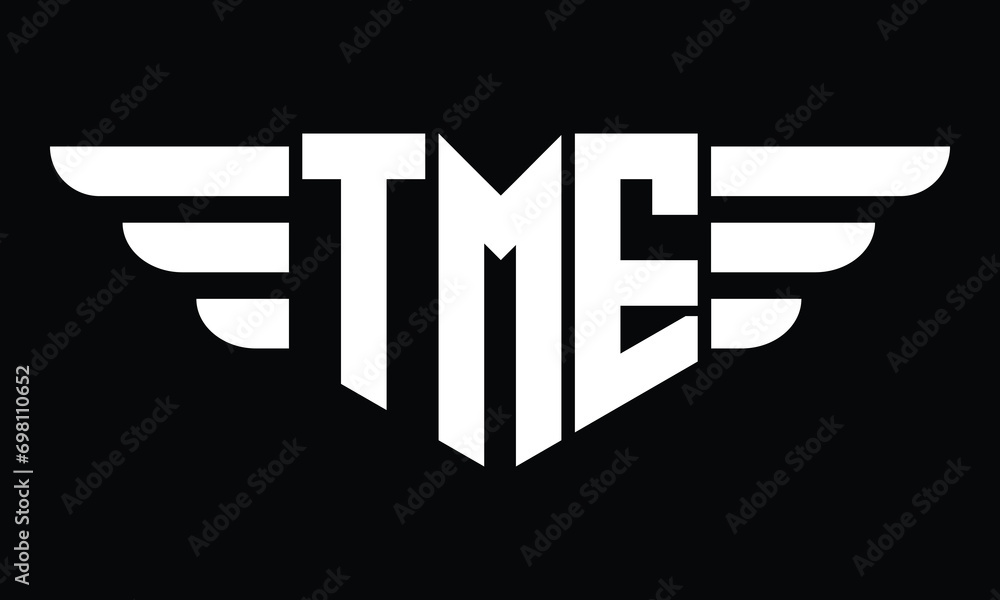 TME three letter logo, creative wings shape logo design vector template ...