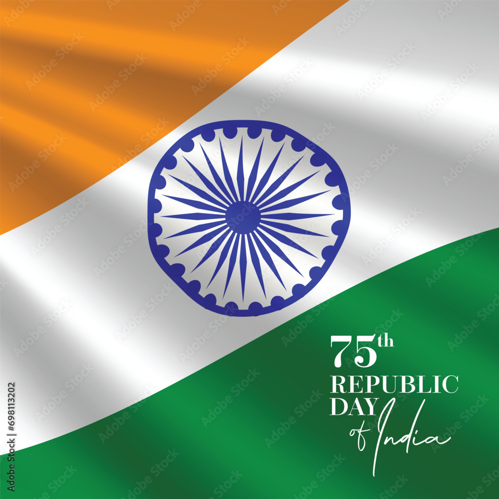 Indian Flag with 75th republic day of india celebration unit เวกเตอร์ ...